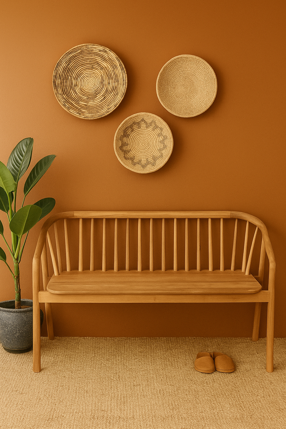 Siroc Wooden Spindle - Back Bench for Entryway I Totem Nairobi